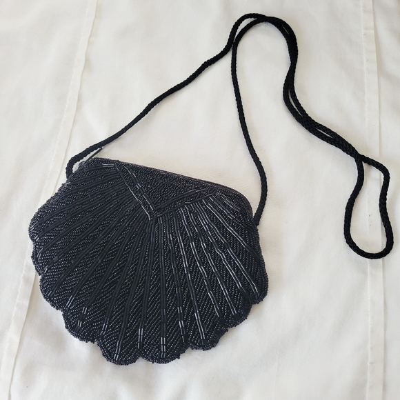 Bags | Vintage Black Beaded Shell Purse Hand Bag | Poshmark